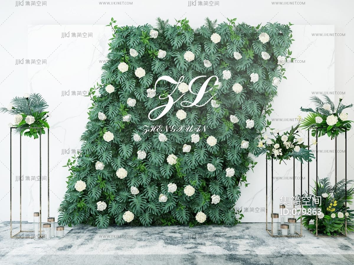 鲜花植物墙绿植背景墙 【集简空间】3d模型su模型贴图草图模型「免费下载每日更新」