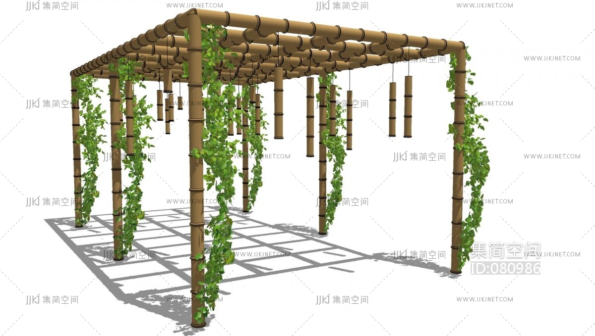 廊架遮阳棚竹简 藤蔓 绿植 装饰植物 【集简空间】3d模型su模型贴图草图模型「免费下载每日更新」