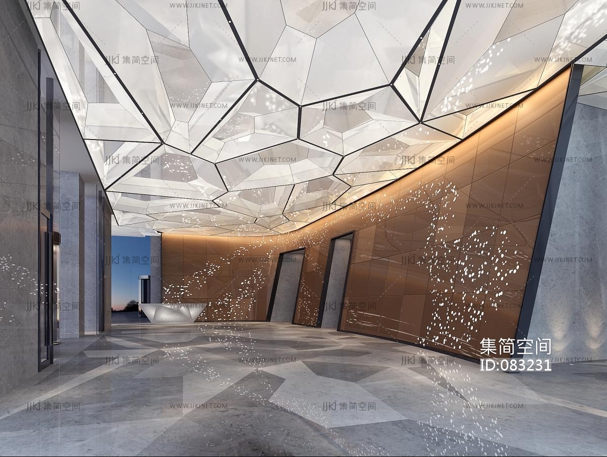 现代酒店办公大堂,门厅, 【集简空间】3d模型su模型贴图草图模型「免费下载每日更新」