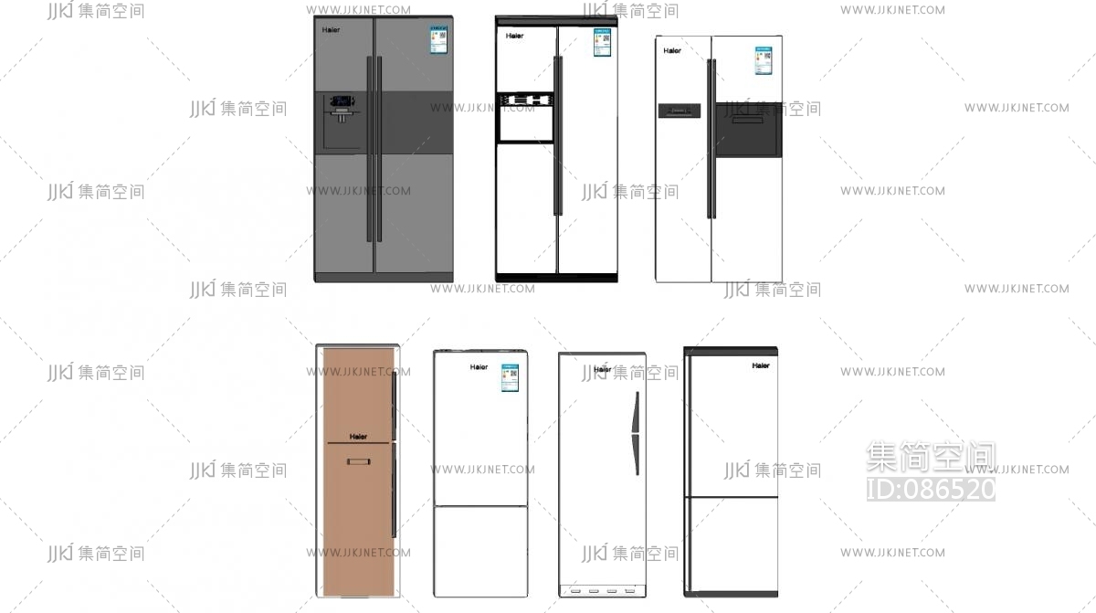 现代冰箱组合 【集简空间】3d模型su模型贴图草图模型「免费下载每日更新」