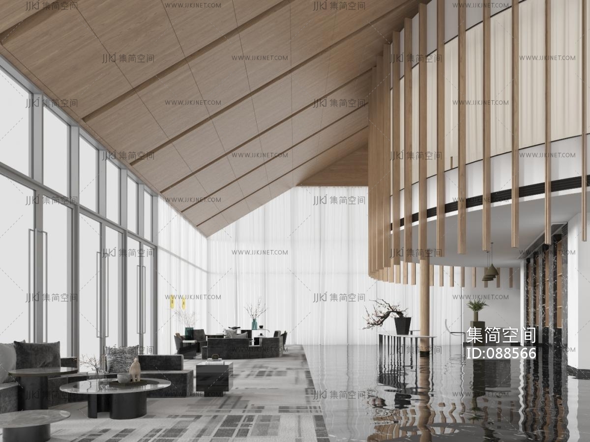 现代售楼处酒店大厅,休息等候区 【集简空间】3d模型su模型贴图草图模型「免费下载每日更新」