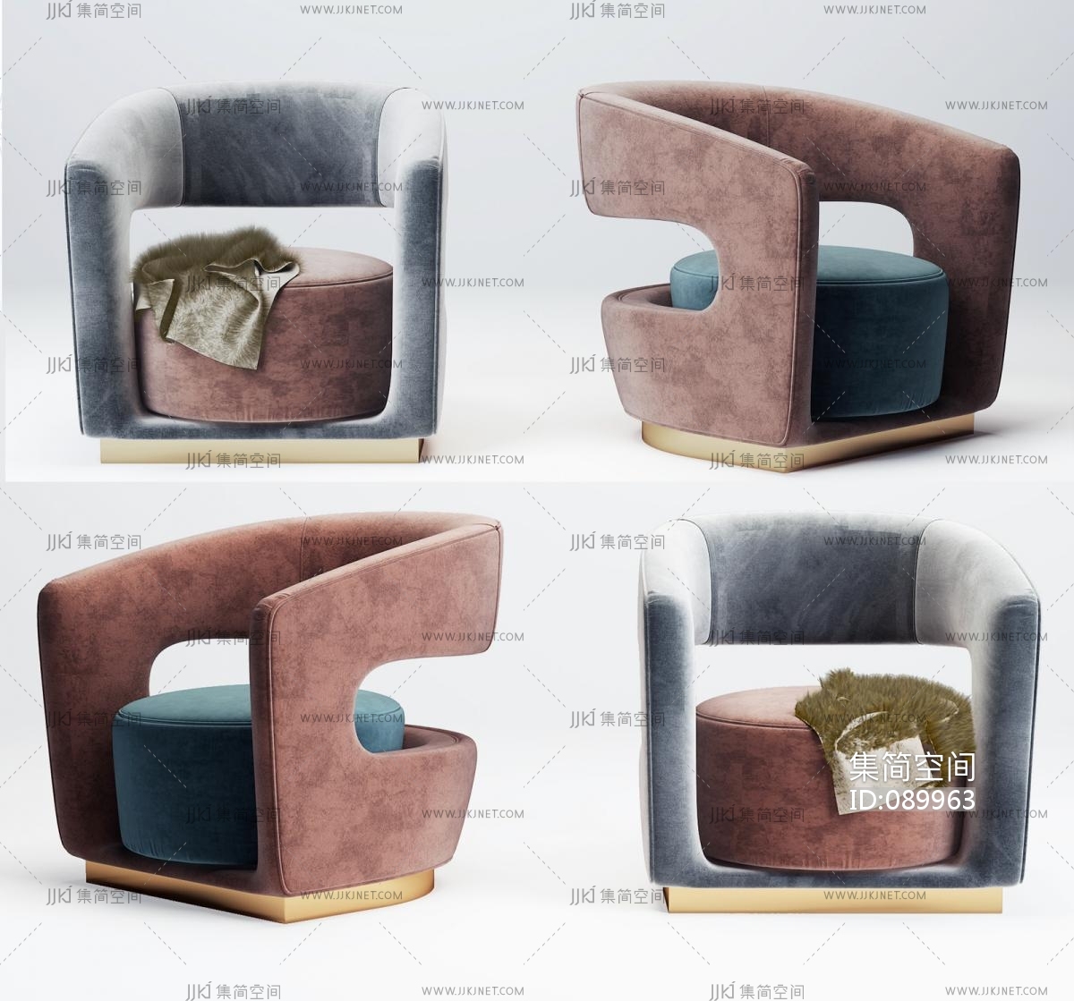 现代单人沙发 【集简空间】3d模型su模型贴图草图模型「免费下载每日更新」