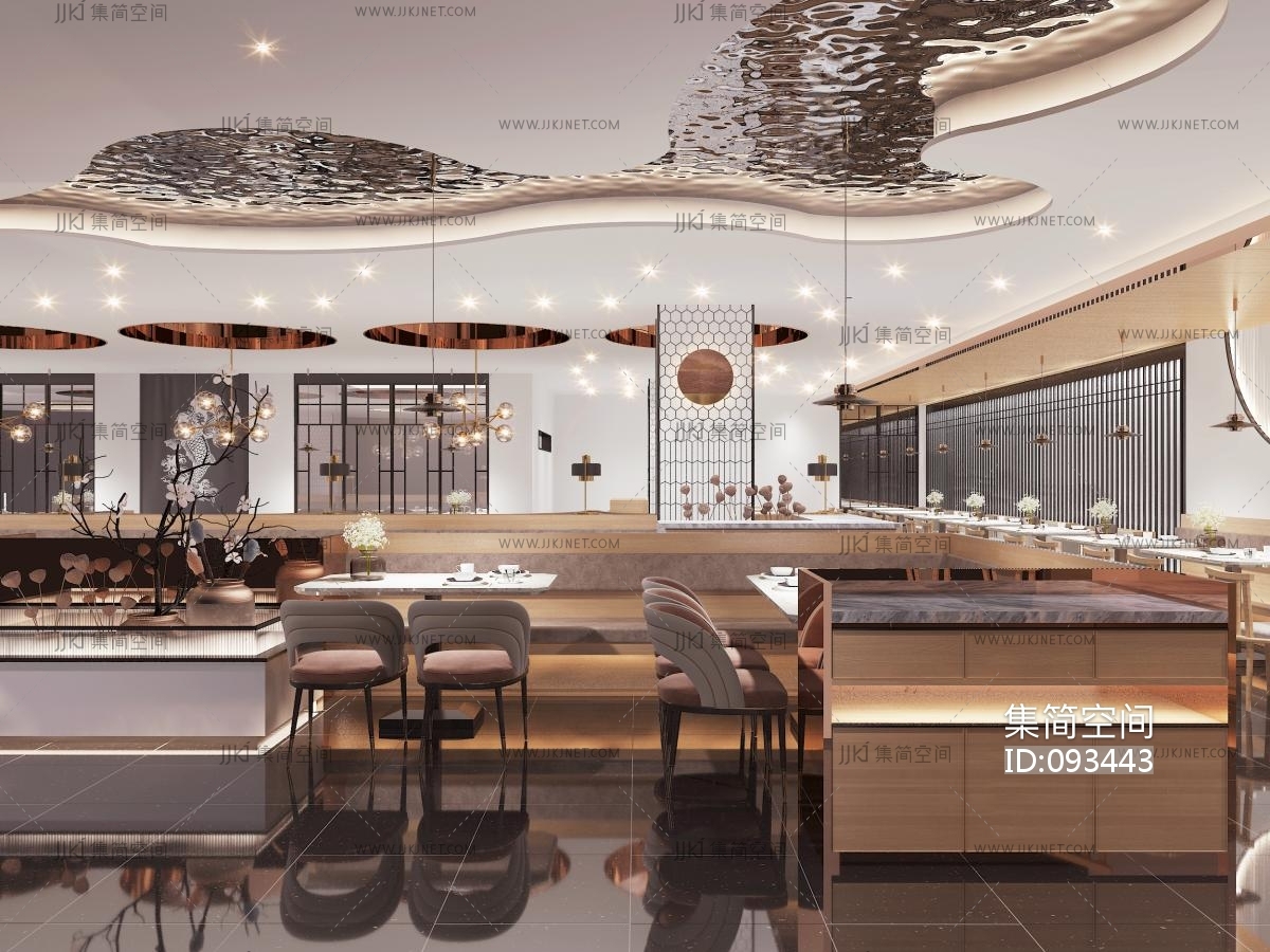 新中式餐饮餐厅3d模型下载 【集简空间】「每日更新」