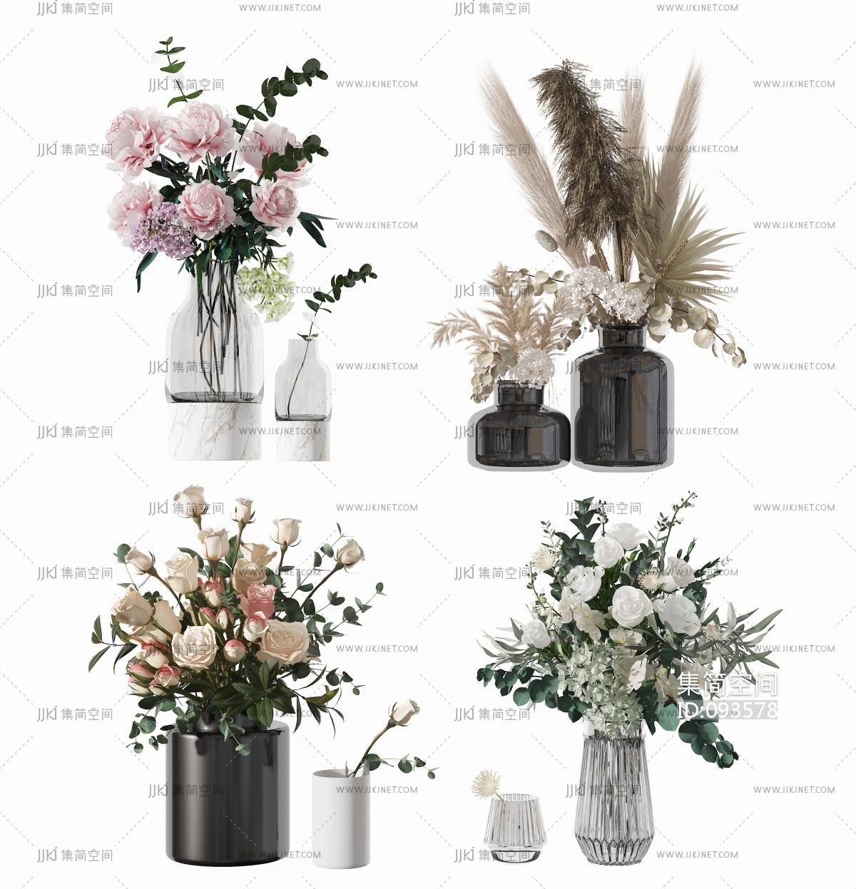 现代玫瑰,插花花艺, 【集简空间】3d模型su模型贴图草图模型「免费下载每日更新」