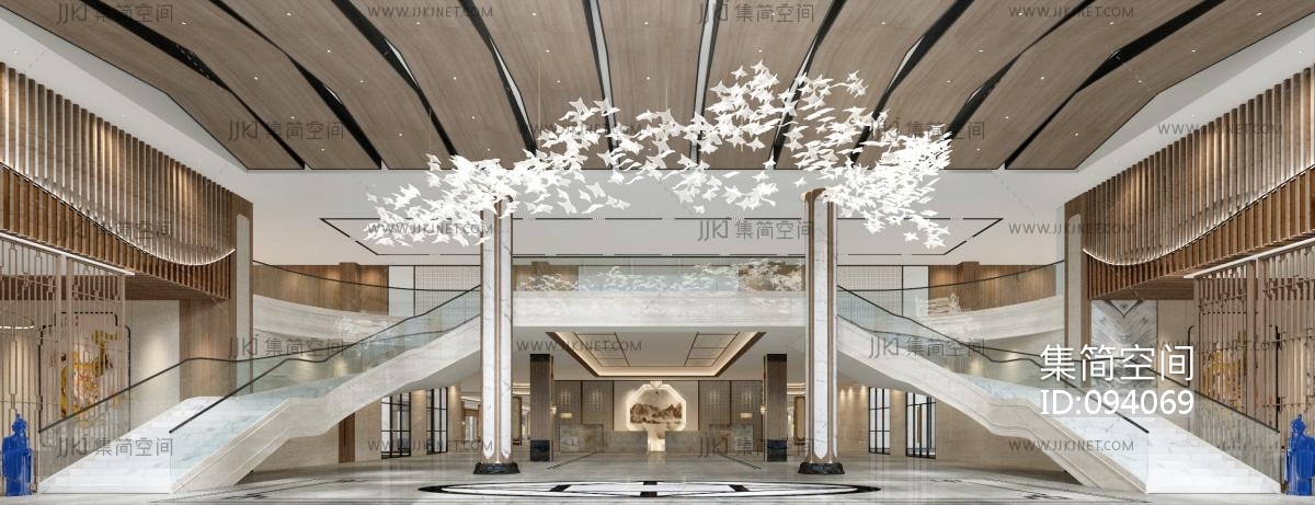 新中式酒店 售楼处大堂 【集简空间】3d模型su模型贴图草图模型「免费下载每日更新」