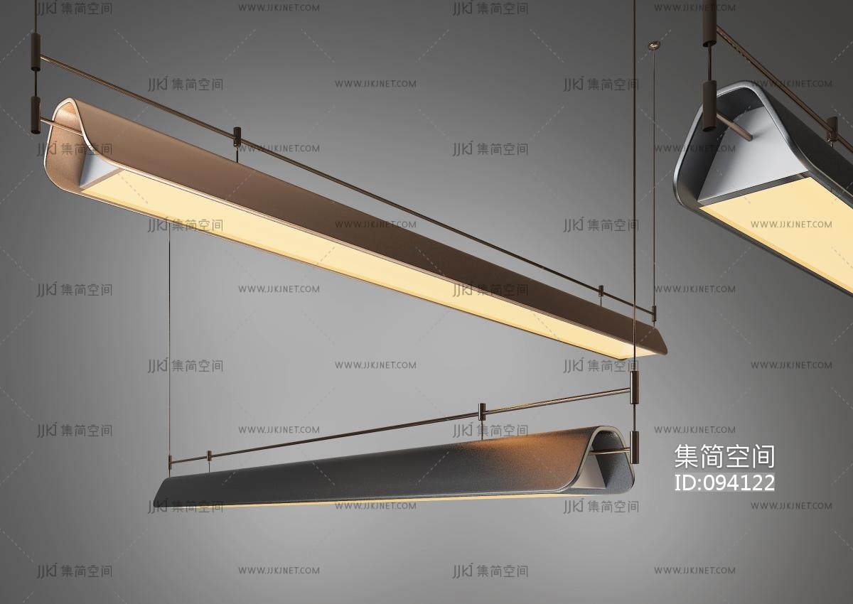 现代办公条形灯管吊灯 【集简空间】3d模型su模型贴图草图模型「免费下载每日更新」