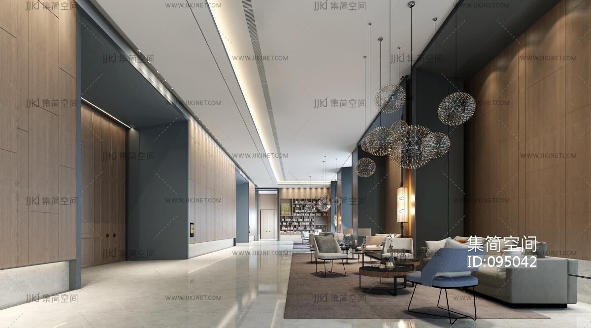 现代酒店大堂 【集简空间】3d模型su模型贴图草图模型「免费下载每日更新」