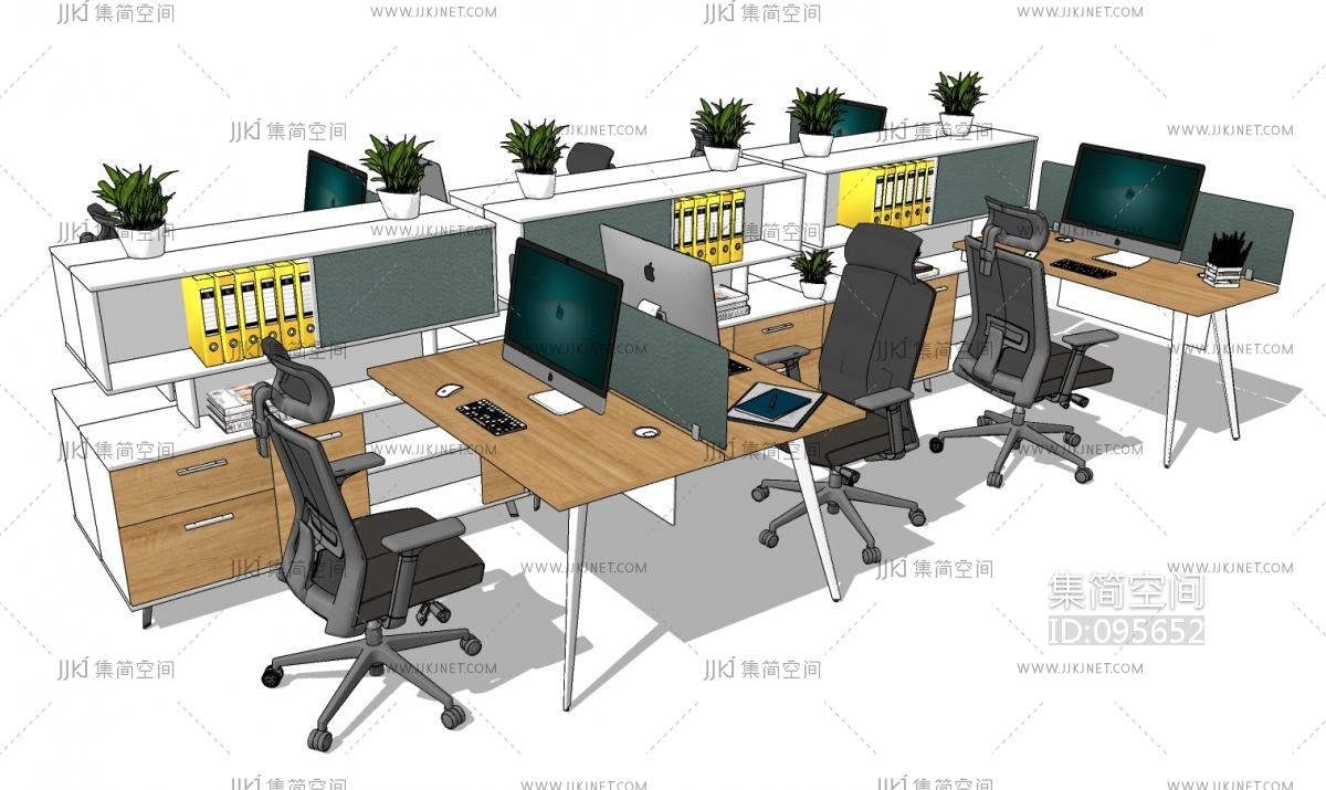 现代办公桌工位 【集简空间】3d模型su模型贴图草图模型「免费下载每日更新」