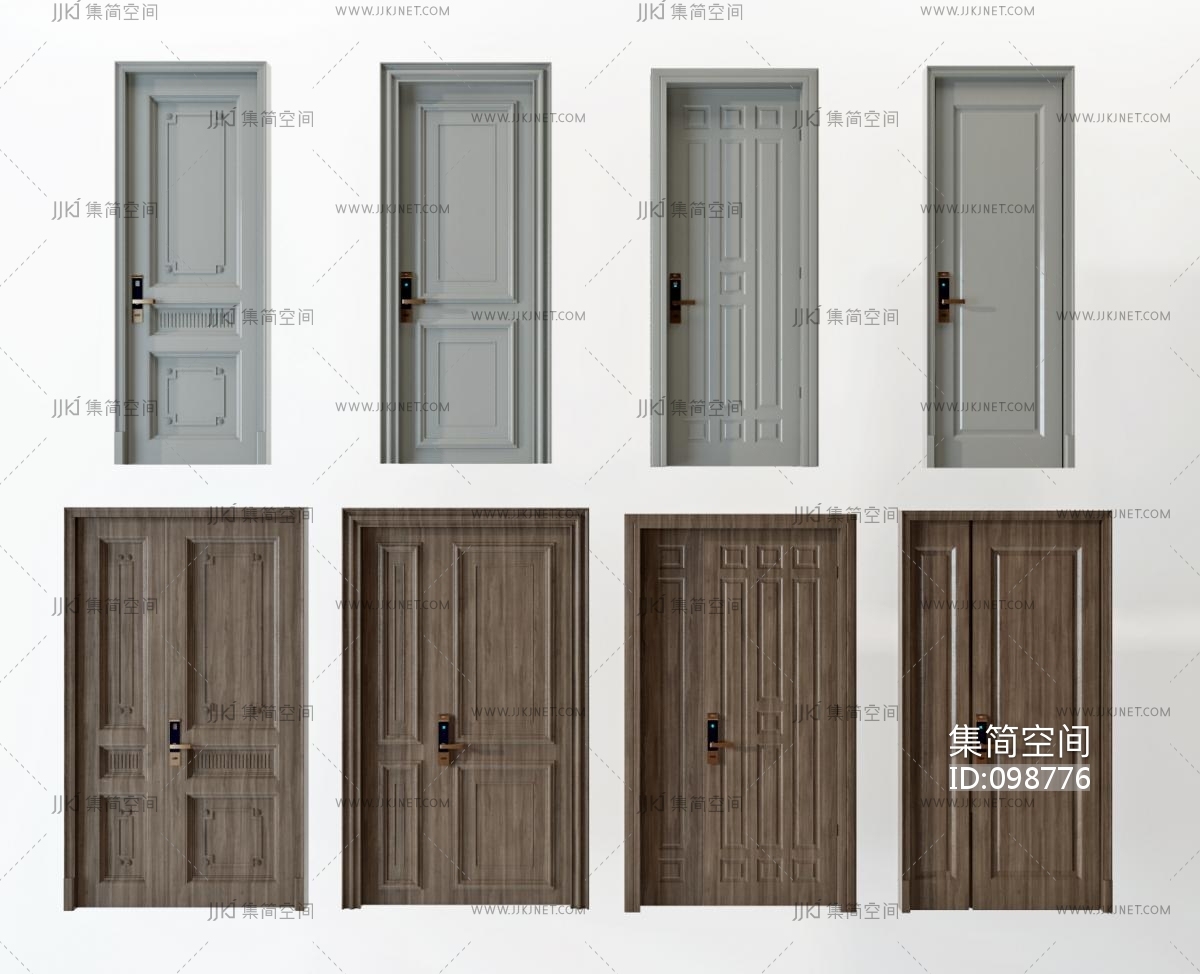 简欧入户防盗门,子母门 【集简空间】3d模型su模型贴图草图模型「免费下载每日更新」