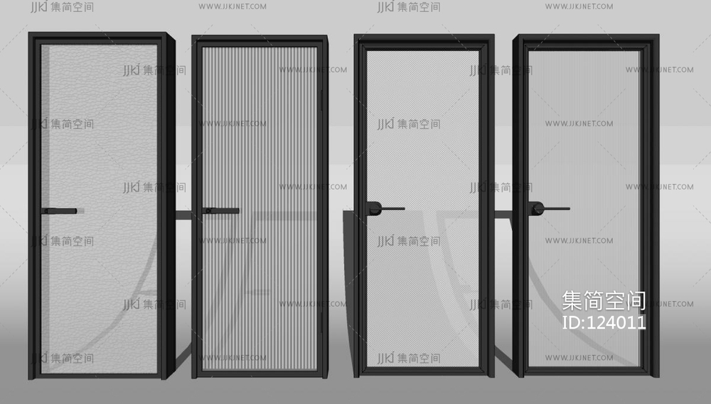 23现代长虹玻璃单开门磨砂玻璃门su草图模型下载 【集简空间】「每日更新」