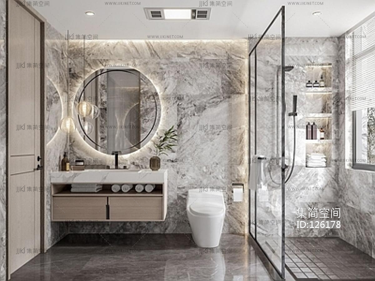 现代家居卫生间su草图模型下载-【集简空间】「每日更新」