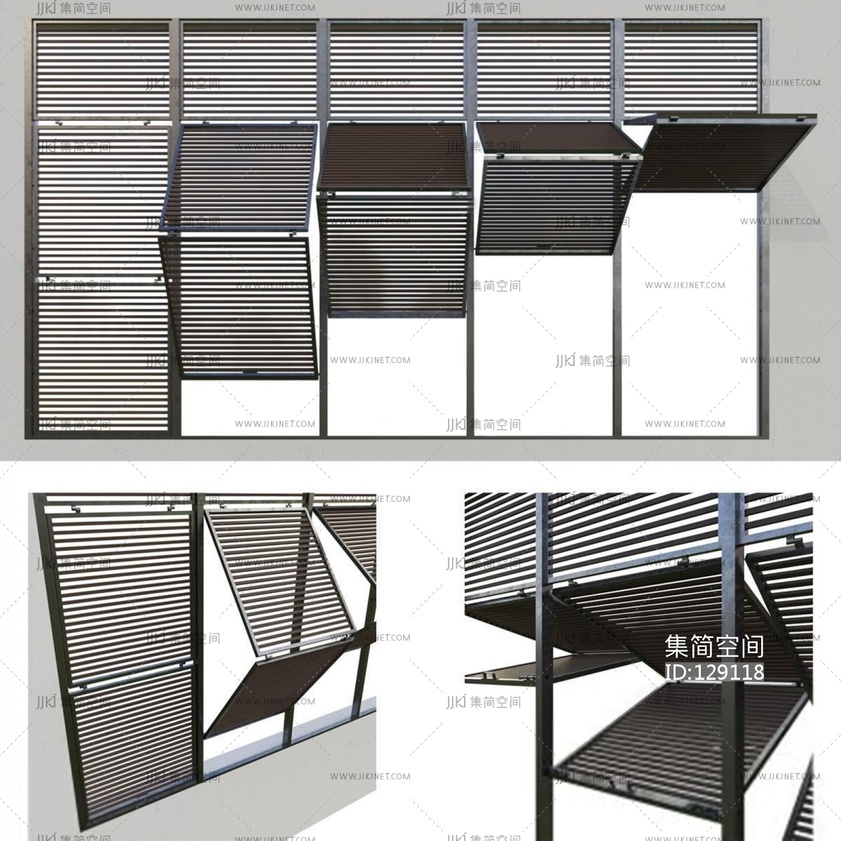 现代折叠百叶窗，窗户 3d模型下载 【集简空间】「每日更新」