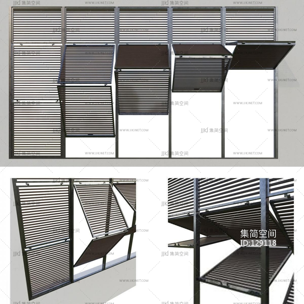 现代折叠百叶窗,窗户 3d模型下载 【集简空间】「每日更新」