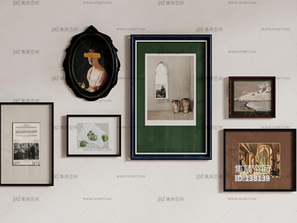 现代中古风装饰画su草图模型下载-【集简空间】「每日更新」